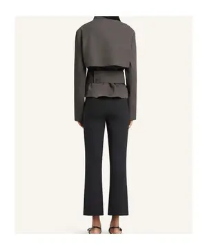 COURREGES Double-breasted Cotton Jacket With Belted Back - Anthracite