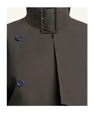 COURREGES Double-breasted Cotton Jacket With Belted Back - Anthracite