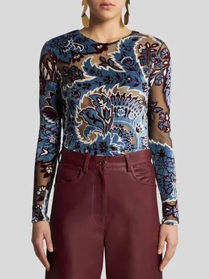 Etro Tulle Jacquard Velvet Top