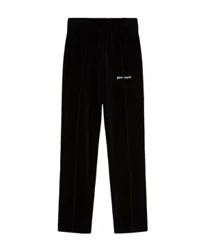 Palm Angels Logo Printed Straight Leg Pants - Black