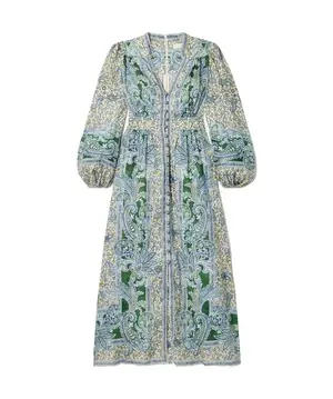 Zimmermann Ottie Floral-printed V-neck Maxi Dress - Gray