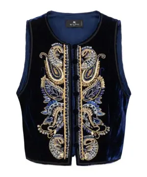 Etro Embellished Velvet Vest - Black