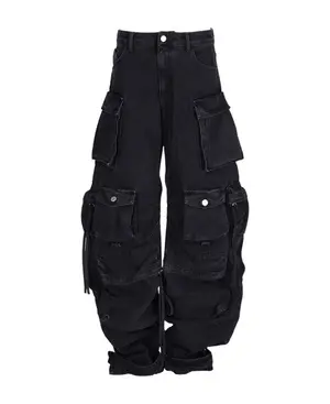 Attico Fern Wide-leg Cargo Jeans - Black
