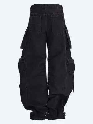 Attico The Fern Wide-leg Cargo Jeans - Black
