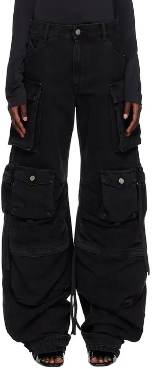Attico The Fern Wide-leg Cargo Jeans - Black