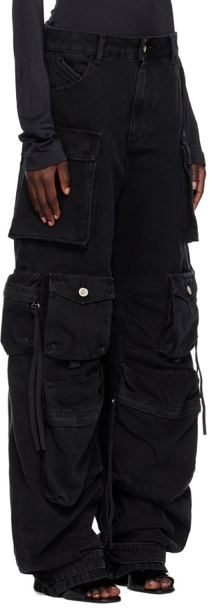 Attico The Fern Wide-leg Cargo Jeans - Black