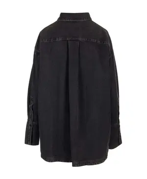 Attico Logo Embroidered Buttoned Denim Shirt