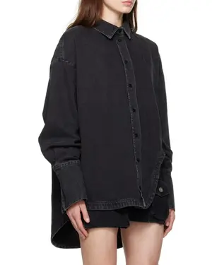 Attico Logo Embroidered Buttoned Denim Shirt