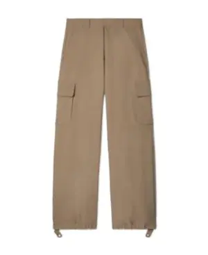 Off-White Beige Embroidered Cargo Trousers