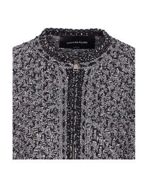 Fabiana Filippi Denim Effect Sequin Tweed Jacket