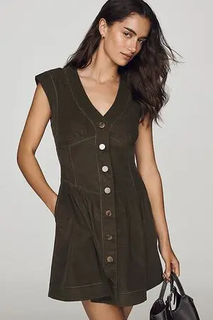 Maeve 100% Cotton Corduroy Mi Dress - Green