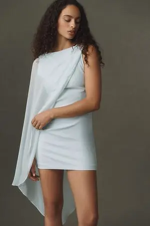 Bhldn One-shoulder Cape Mi Dress - Light Blue