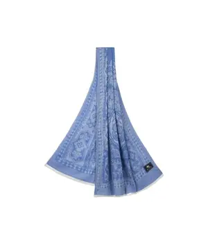 Etro Silk-blend Scarf With Geometric Motif - Blue