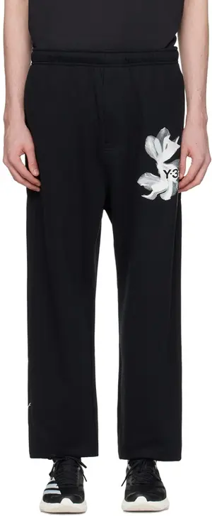 Y3 Graphic-printed Trousers - Black