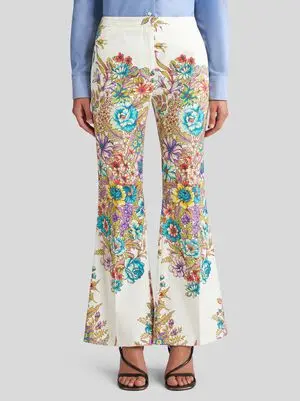 Etro Floral-printed High Waist Flared Trousers