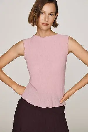 Anthropologie Plissé Knit Tank Top - Pink