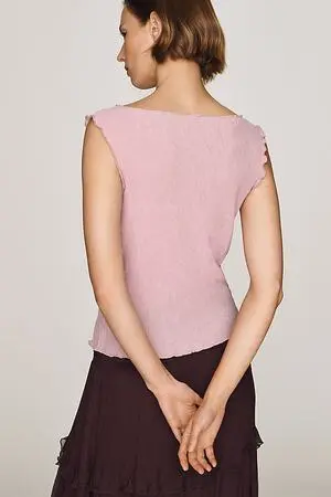 Anthropologie Plissé Knit Tank Top - Pink