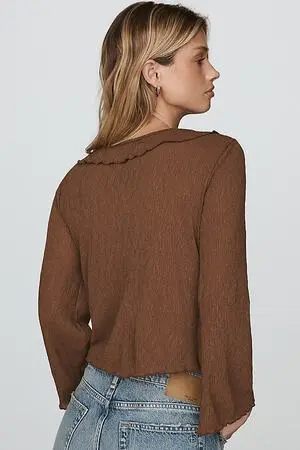 Anthropologie Plissé Cardigan Top With Tie Detail - Pinecone