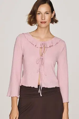 Anthropologie Plissé Cardigan Top - Pink