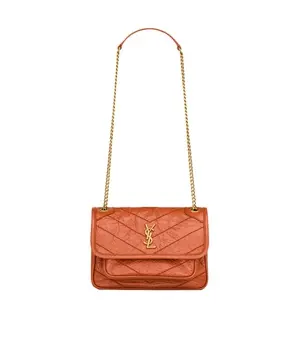 Saint Laurent Niki Mini In Vintage Leather - Deep Orange