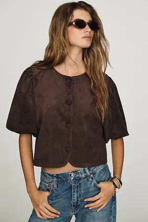 DOLAN LEFT COAST Faux-suede Puff Sleeve Jacket - Brown