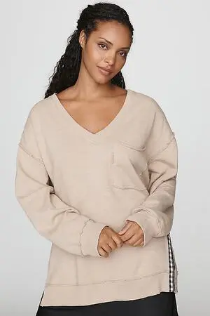 PILCRO Cotton V-neck Side-tie Top