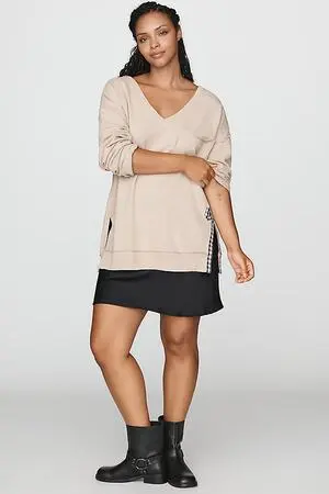 PILCRO Cotton V-neck Side-tie Top