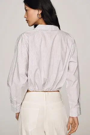 Anthropologie 100% Cotton Cropped Bubble-hem Top