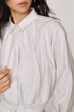 Anthropologie 100% Cotton Cropped Bubble-hem Top