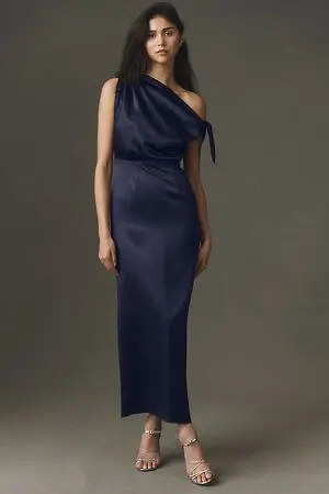 MARE MARE Off-shoulder Draped Maxi Dress - Navy