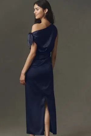 MARE MARE Off-shoulder Draped Maxi Dress - Navy