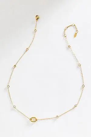 Anthropologie Crystal Cha Necklace - Gold