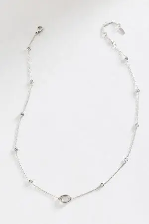 Anthropologie Crystal Cha Necklace - Silver