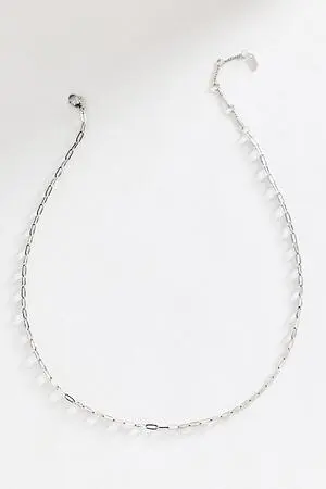 Anthropologie Paperclip Cha Necklace - Silver