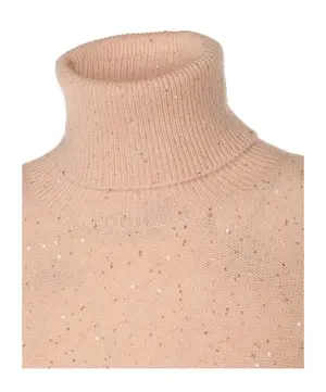 Fabiana Filippi Short-sleeved High-neck Sweater With Sequins