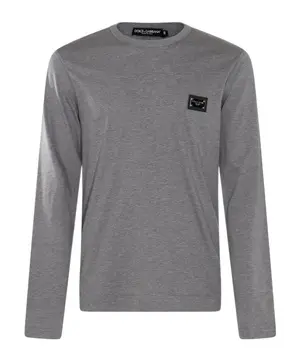 Dolce & Gabbana Dolce Gabbana Logo Plaque Crewneck T-shirt - Gray