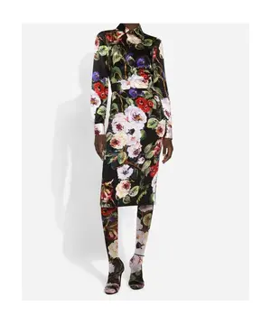Dolce & Gabbana Rose Garden Printed Satin Shirt - Black