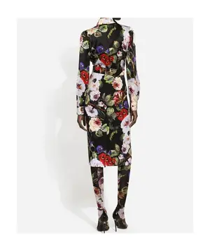 Dolce & Gabbana Rose Garden Printed Satin Shirt - Black