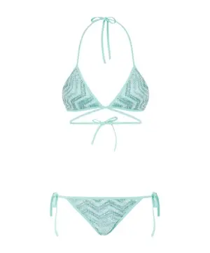 Missoni Zigzag-pattern Tie-fastening Bikini Set - Light Blue