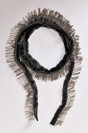 Anthropologie Prelayer Wrap Tassel Necklace Black