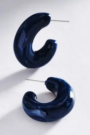 Anthropologie Resin Hoop Earrings - Blue