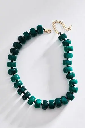 Anthropologie Chunky Beaded Necklace Green