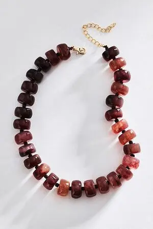 Anthropologie Chunky Beaded Necklace Wine