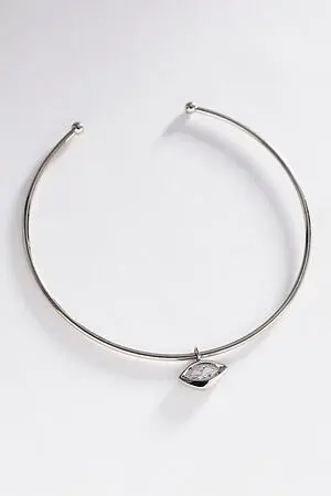 Anthropologie East West Bezel-Set Crystal Necklace Silver