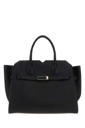 VALEXTRA Leather Medium Milano Shopping Bag - Black