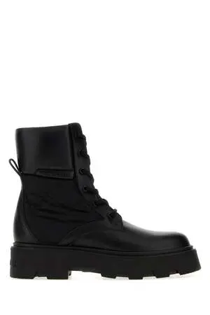 Moncler Leather And Fabric Aurea Ankle Boots - Black