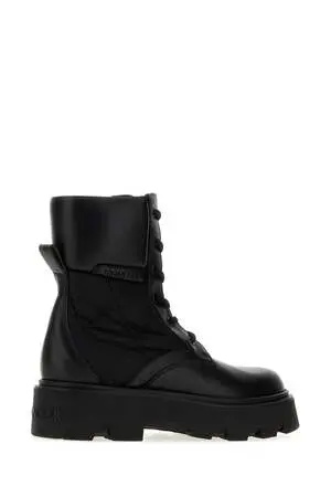 Moncler Leather And Fabric Aurea Ankle Boots
