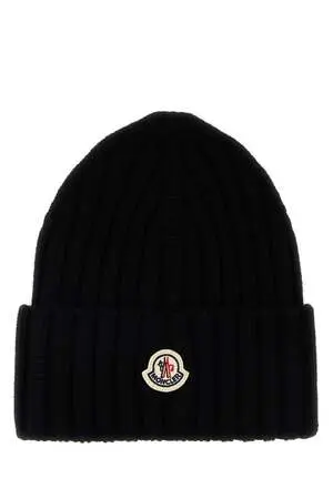 Moncler Wool Beanie Hat - Black