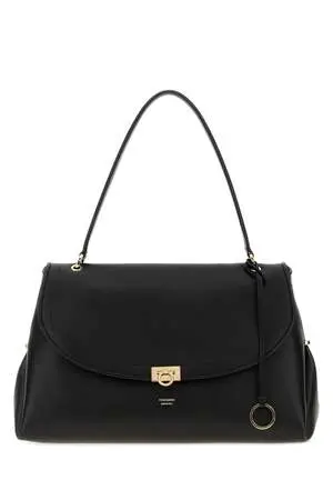 FERRAGAMO Leather Shopping Bag - Black