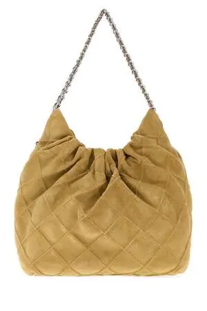 Tory Burch Beige Suede Mini Fleming Shoulder Bag